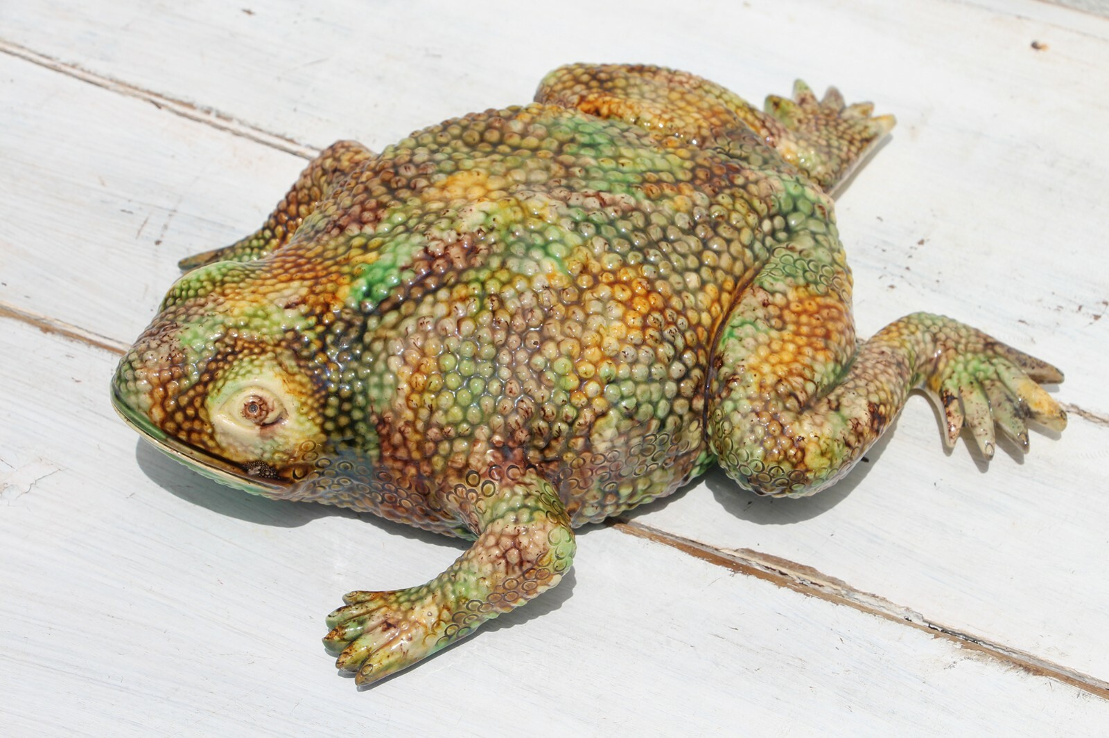 19th Century Antique Life-Size Majolica Palissy Toad Figure, Portuguese ...