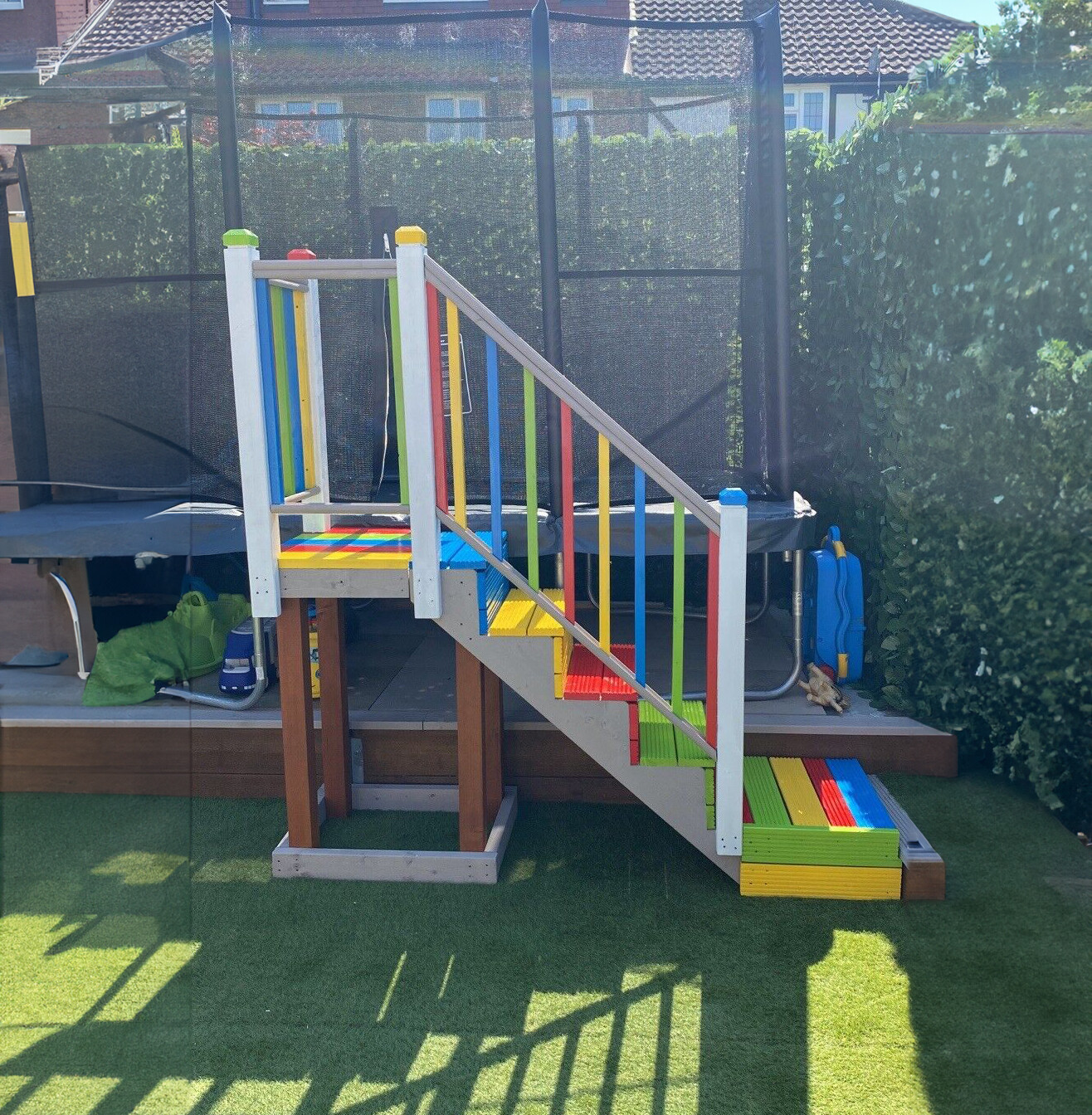 Garden Steps Kit with Handrails Pressure Treated Exterior Steps ...