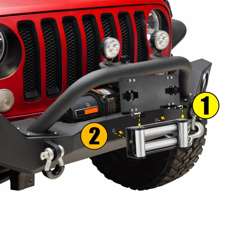 WEISEN 10" Winch Roller Fairlead License Plate Kit For ATV UTV /Truck ...