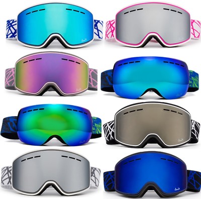 Women Ski Goggles"Nuclear" Real Flash Mirror Lens OTG Winter Anti Fog ...