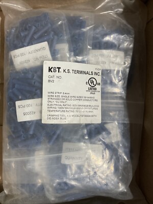 1000 Pieces KST Item 422005 Blue Butt Wire Connectors 14-16 Gauge ...