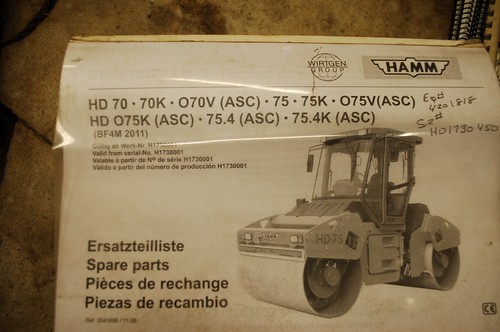 HAMM HD 70 75 K Roller Compactor Parts Manual book catalog shop spare ...