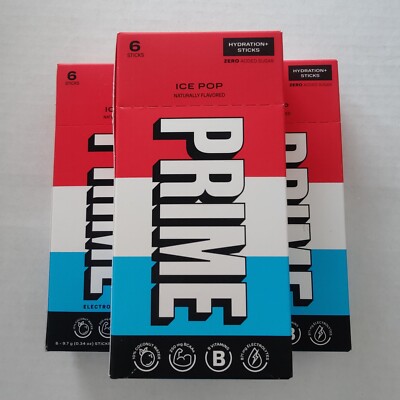 Prime Hydration Ice Pop Electrolyte Drink Mix 18 Sticks (3 Boxes) Exp ...