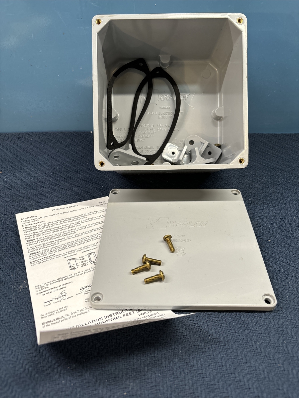 KRALOY JB664 078246 PVC Junction Box 6"x6"x4" Electrical Enclosure ...