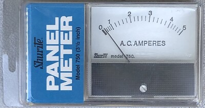 Shurite 7503Z, 0-5 Amps AC Analog Meter ~ 3.5" x 3.0" Panel Face, 2 ...