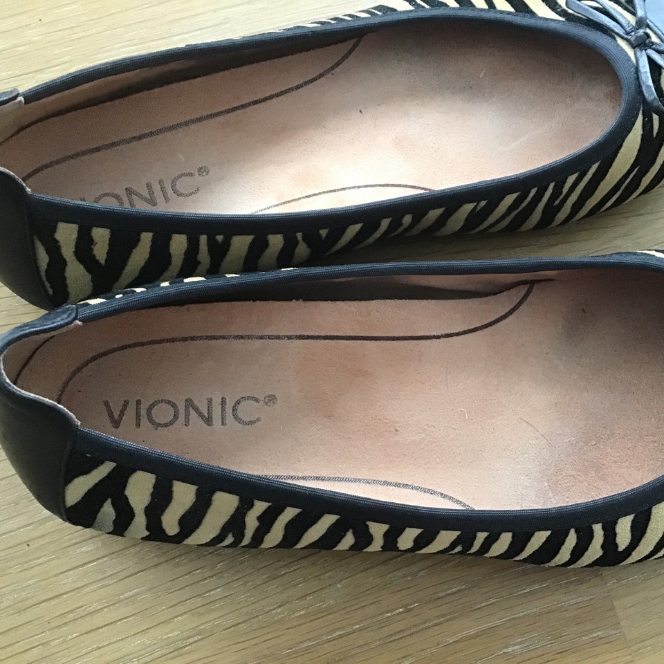 Vionic Ballet Flats Womens 10 Spark Minna Black Tiger Slip On Shoes ...