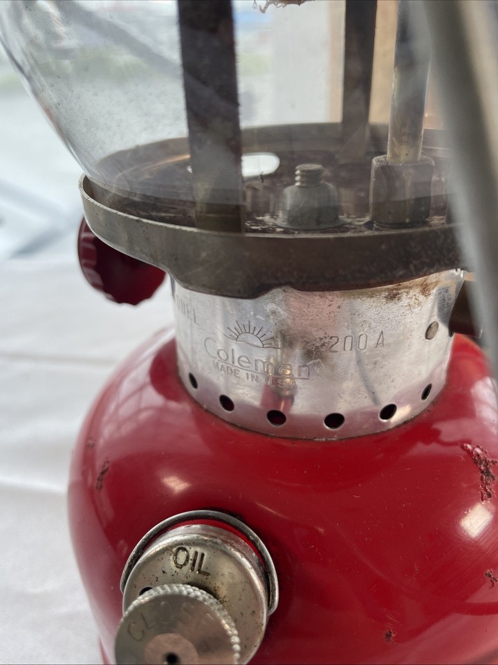 1965 Coleman Red Gas Lantern Model 200A Vintage Outdoor Collectible | eBay