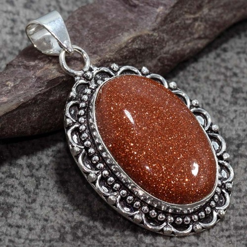 Sandstone 925 Silver Plated Handmade Gemstone Pendant 2" Elegant Gift ...