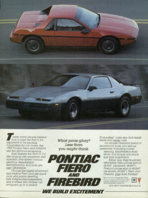 What price glory? Pontiac Fiero & Firebird ad 1985 | eBay