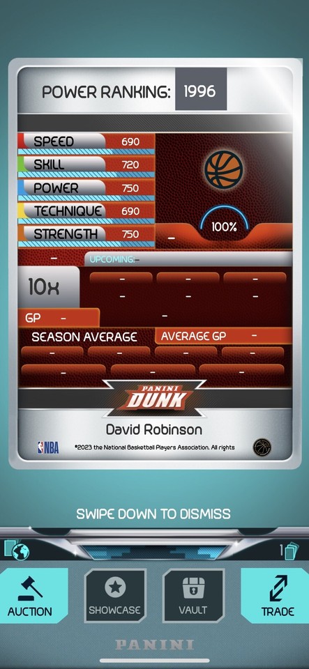 2021-22 Prizm David Robinson Gold Fast Break Auto (Panini Dunk Digital ...