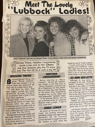 Brooke Theiss, Jamie Luner, Just the Ten of Us, Full Page Vintage ...