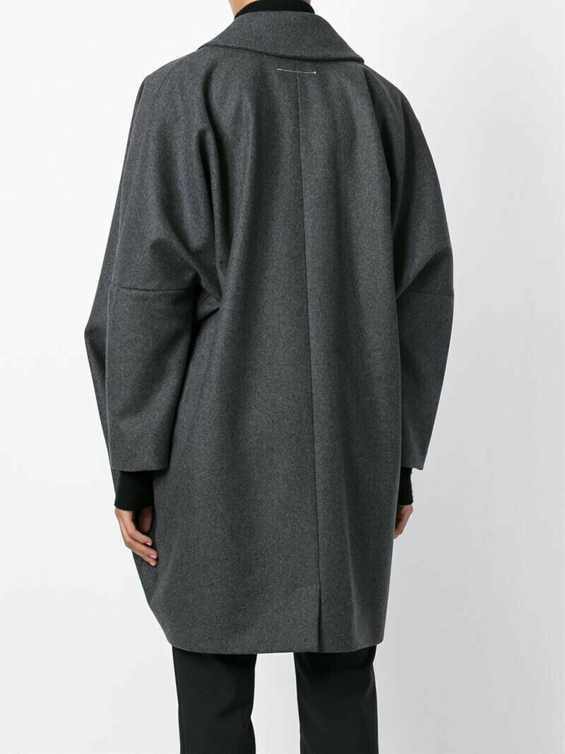 NWT MM6 MAISON MARGIELA Women's Oversized Wool Cocoon Coat Grey Sz 42 ...
