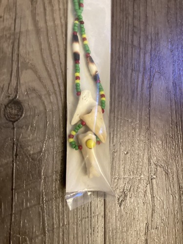 Indian Neckless Real Deer Knuckle Bone Hair & Glass Beads Mountain Man ...