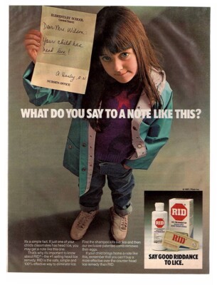 vintage 1980s magazine print ad RID Lice removal medicine hair health ...