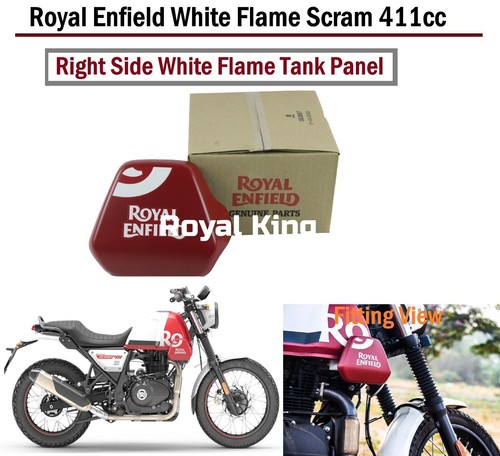 Royal Enfield "White Flame Scram" 411 Right Side "Tank Panel With ...