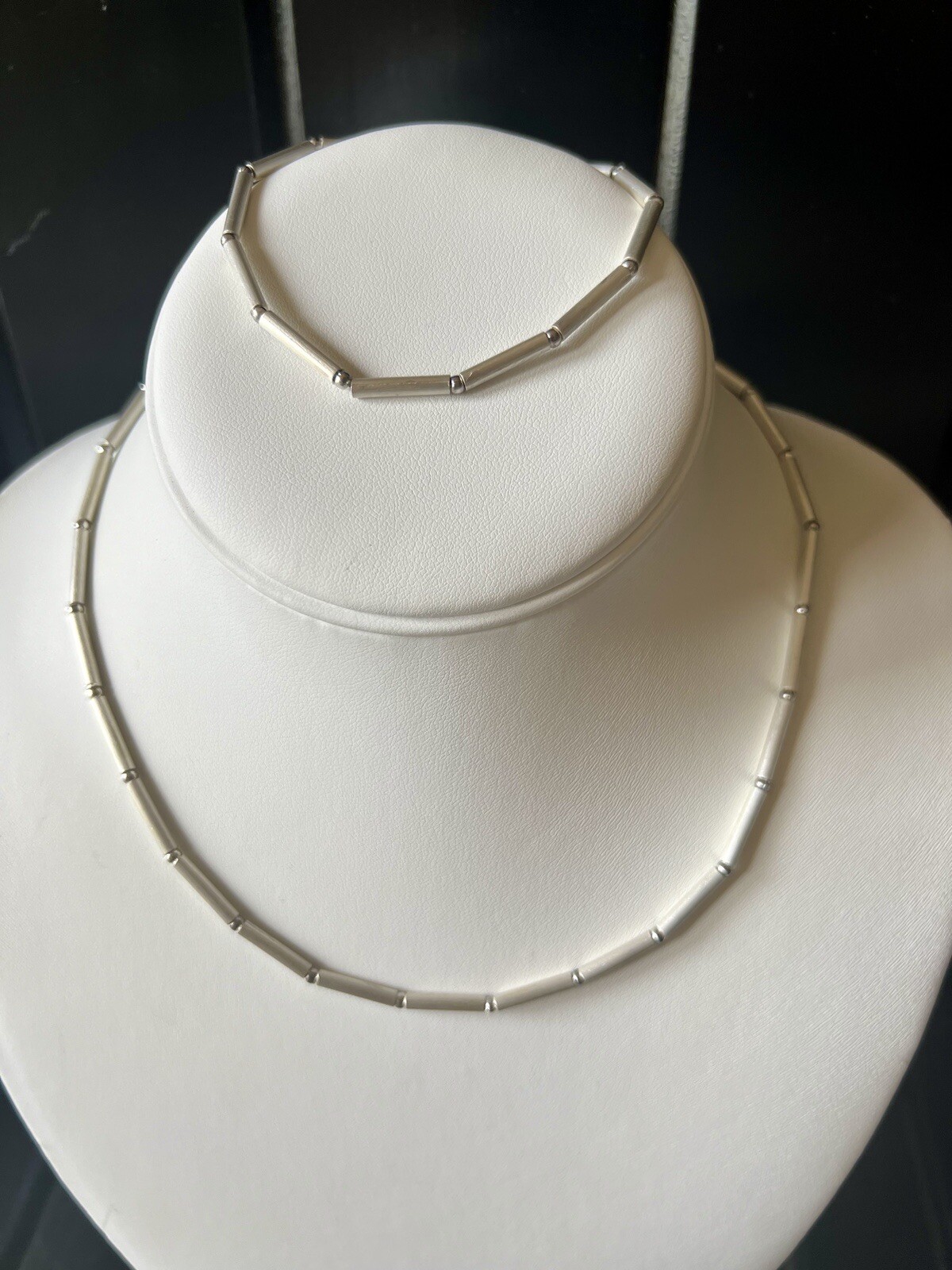 Sterling Silver Tube & Ball Necklace and Bracelet Set - Gem