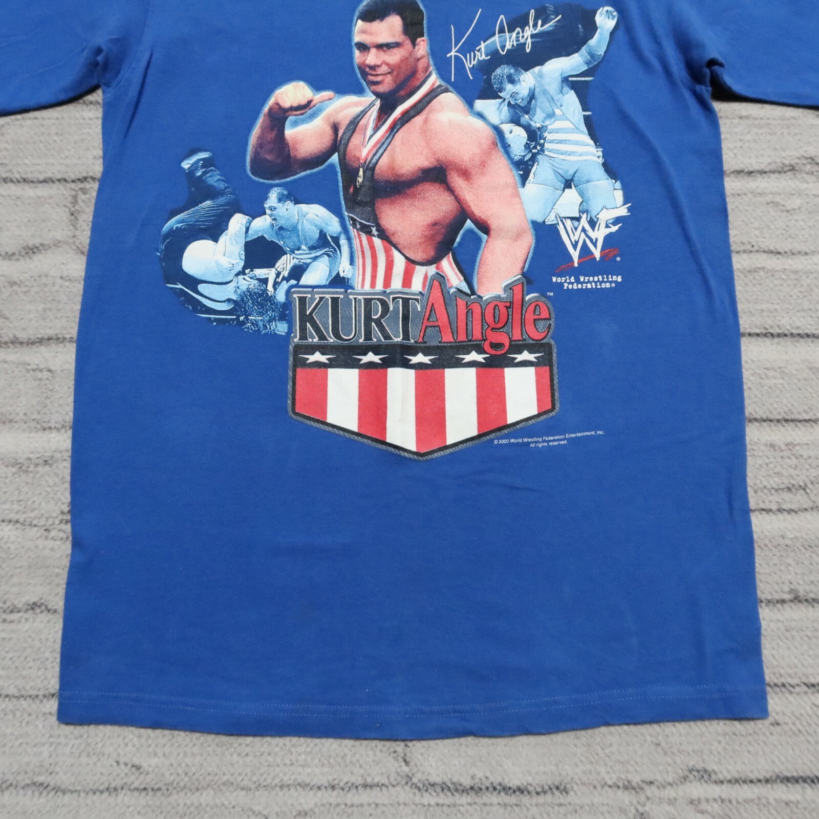Vintage 2000 WWF Kurt Angle Tshirt Wrestling WWE Rap - Gem