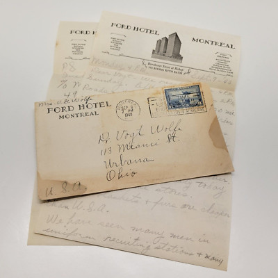 VTG Ford Hotel Montreal Postmarked 1940 Letter W/ Letterhead To Urbana ...