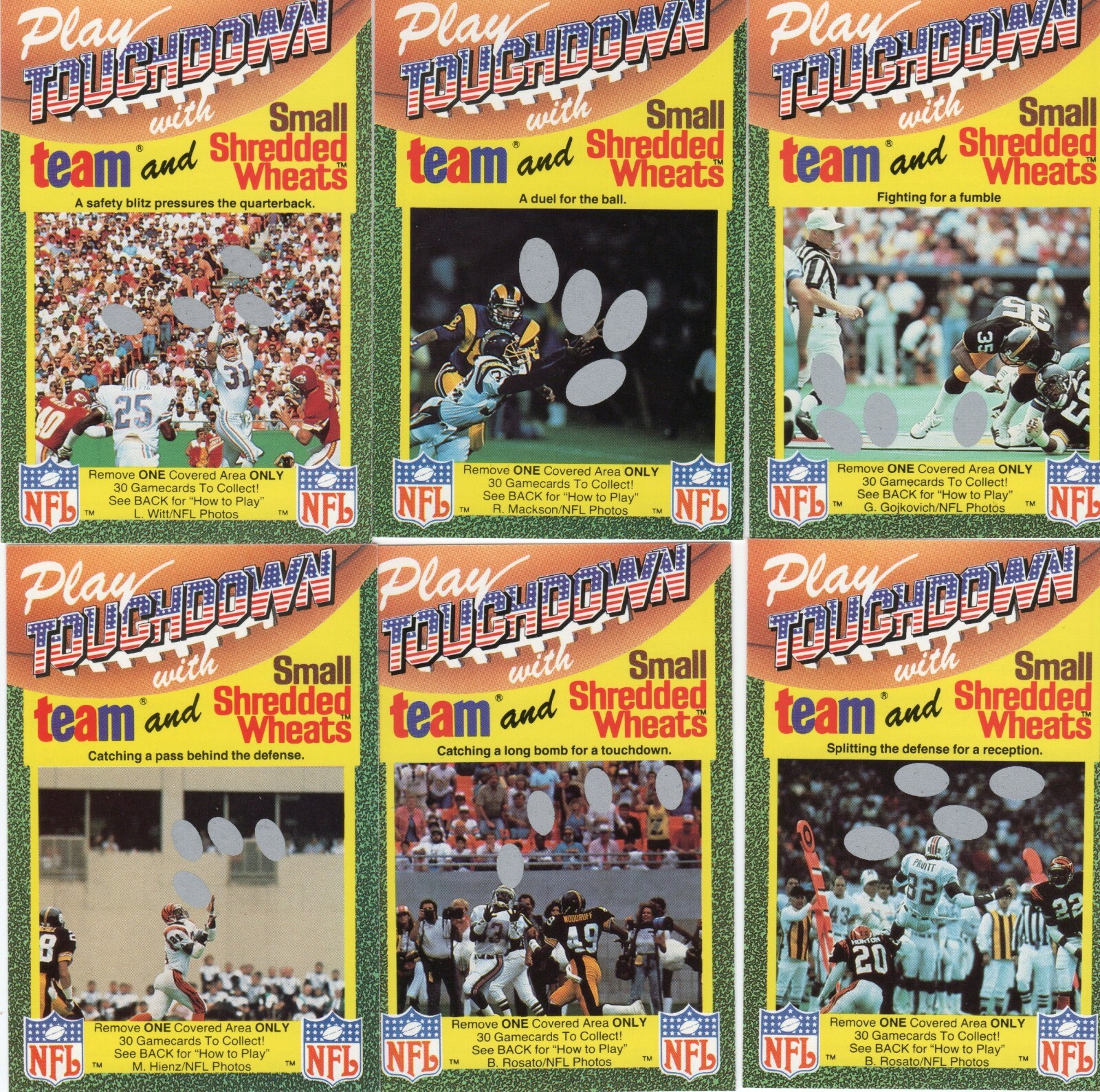 1989 TOUCHDOWN MAGAZINE SHREDDED WHEATS 26/30 CARDS PART UK SET ...