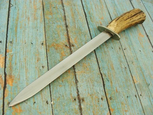 XL VINTAGE HANDMADE GERMAN STAG COMBAT TACTICAL FIGHTING DAGGER KNIFE ...