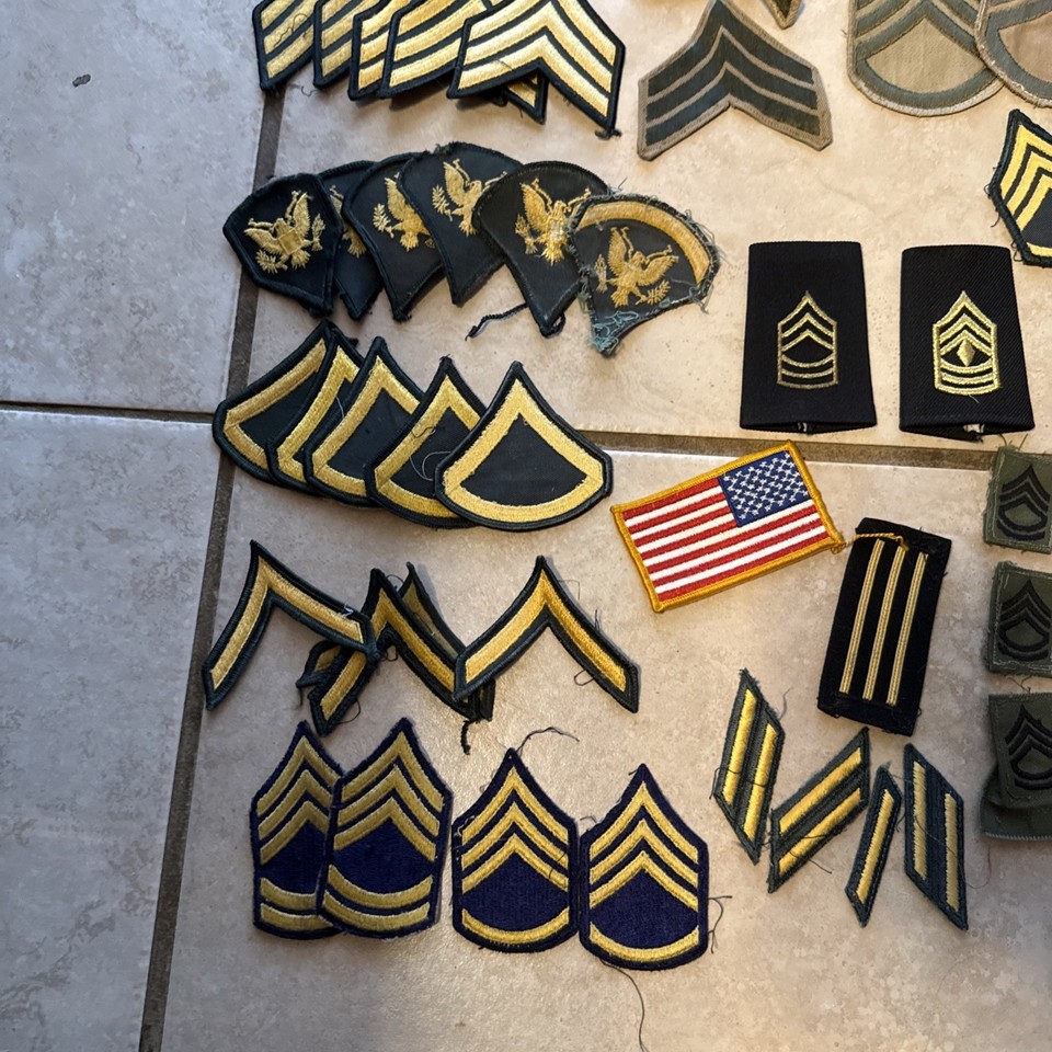 Collection of 50+ Vintage US Army Rank Cloth Patches | eBay
