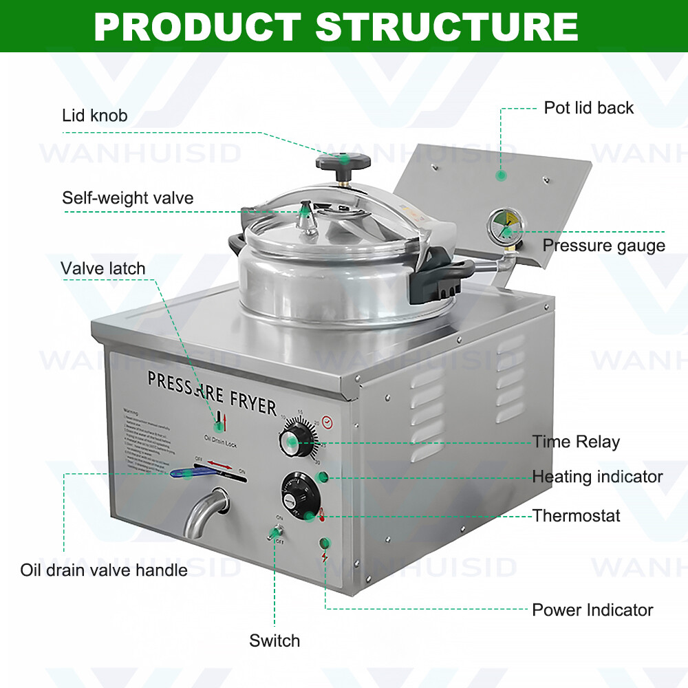 16L Commercial Stainless Electric Pressure Chicken Fish Fryer Machine ...