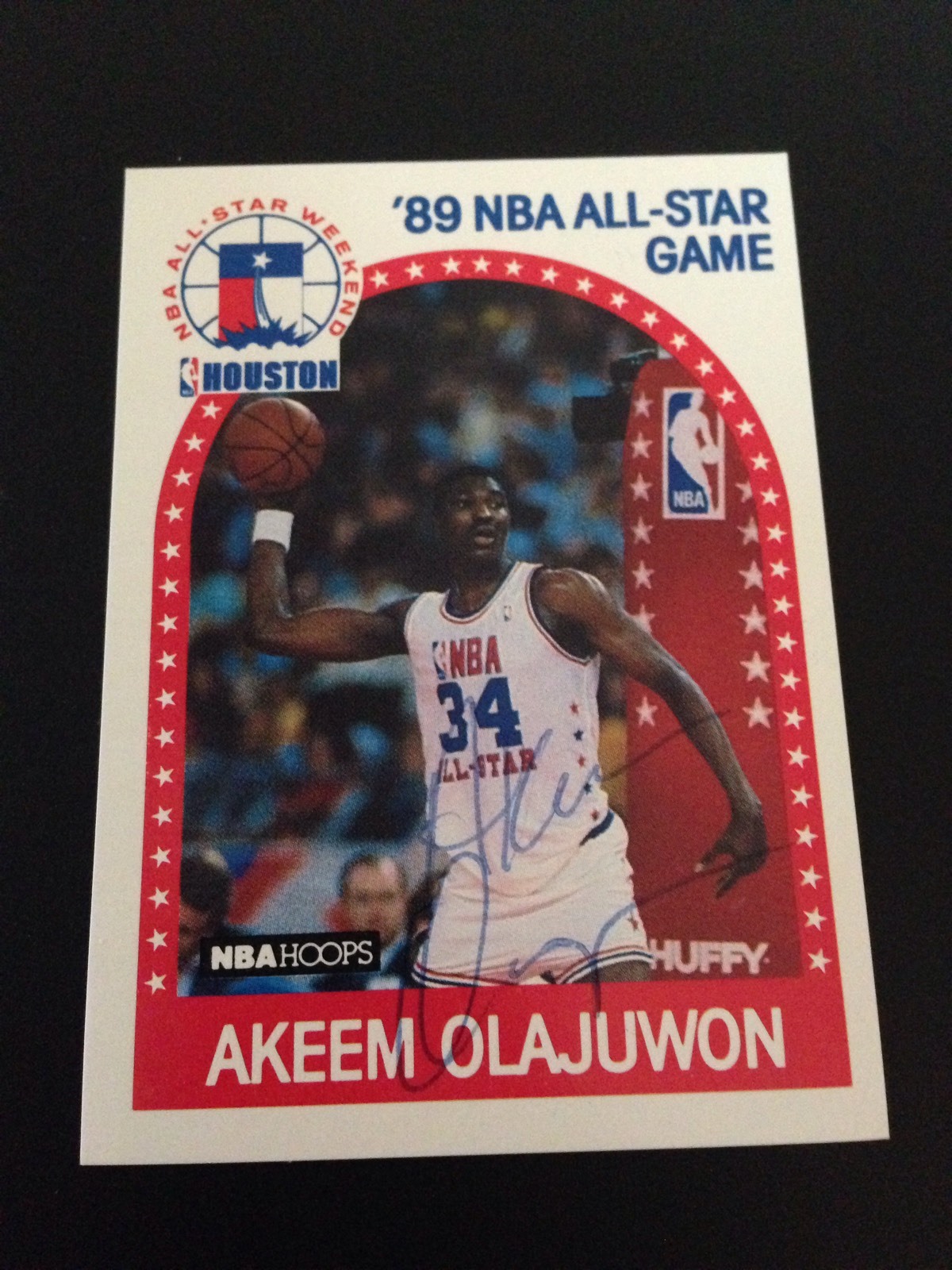 Akeem Olajuwon HOF VINTAGE HAND SIGNED '89 Hoops w/COA RARE FULL ...