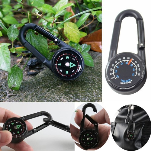 Key Ring 3 in 1 Compass Thermometer Carabiner Metal Compasses Double ...