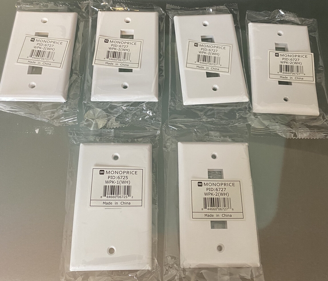 Monoprice #6727 White 2 Port Data Wall Plate Single Gang 5 Pack Ship ...