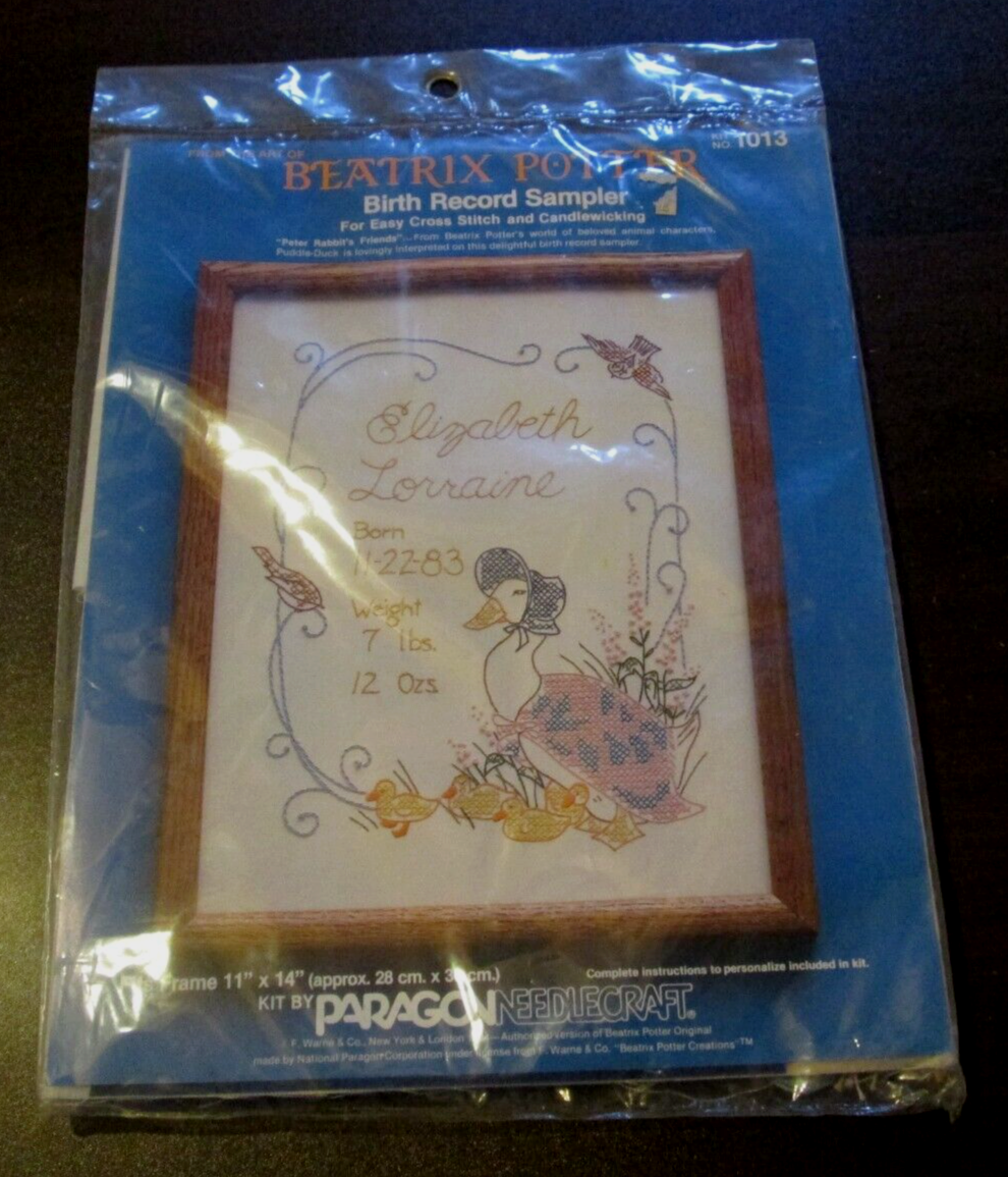 Beatrix Potter Cross Stitch Birth Record Sampler Kit - New # 1013 | eBay