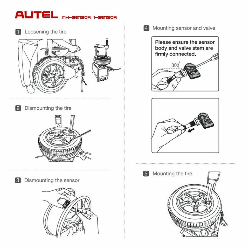 4pcs Autel MX-Sensor 315&433MHz Programmable TPMS Universal Tire ...