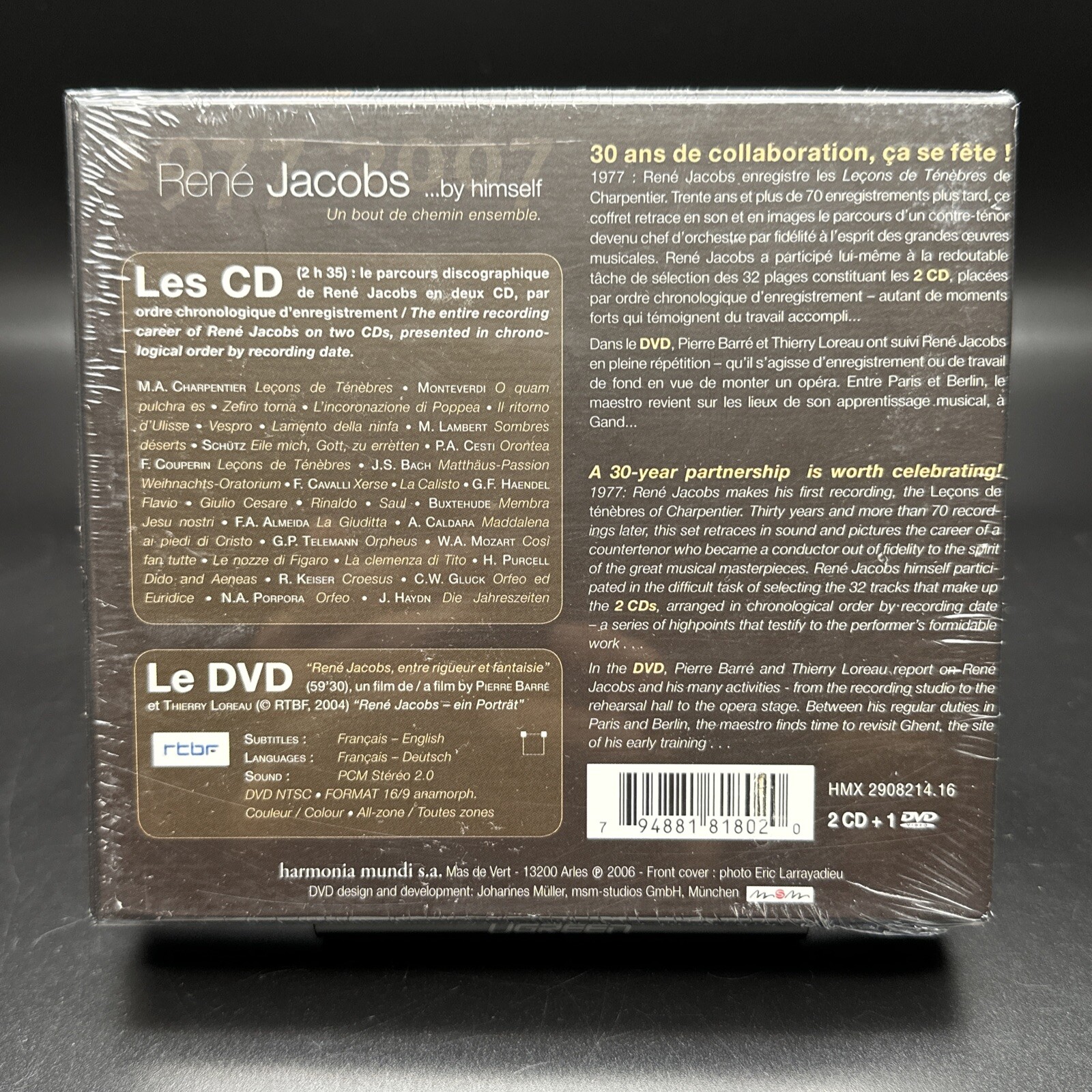 Rene Jacobs by Himself [Harmonia Mundi 2 CD + 1 DVD Box Set] NEW SEALED ...