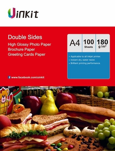 A4 Double Sides 180Gsm Inkjet Photography Paper High Glossy - 100Sheets ...