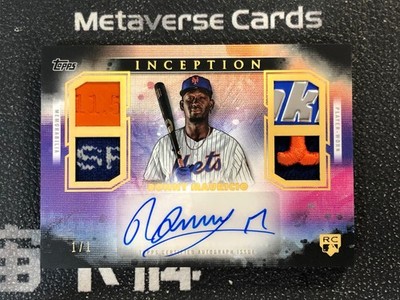 2024 Inception Ronny Mauricio RC Rookie Quad PW Patch Auto RPA Black 1/ ...