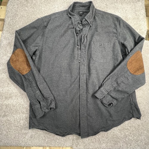 J. CREW Shirt XL Gray Leather Elbow Patches Cotton Flannel | eBay