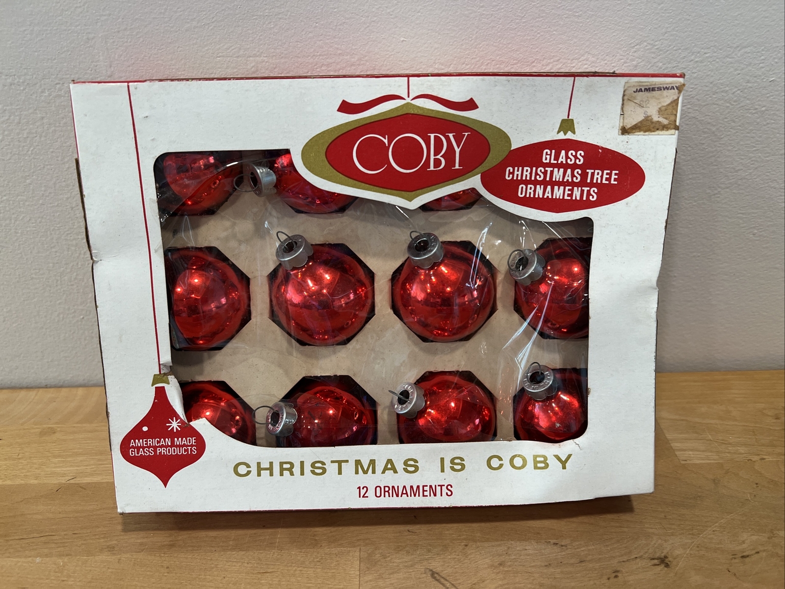 36 Vintage RED Coby Christmas Tree Ornaments Glass Balls USA - Lot of 3 ...