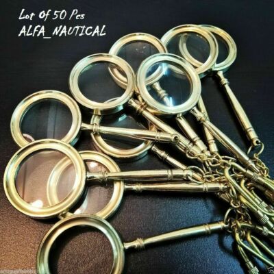 Nautical Brass Handle Magnifying Glass Key-chains Pendent Magnifier Set ...