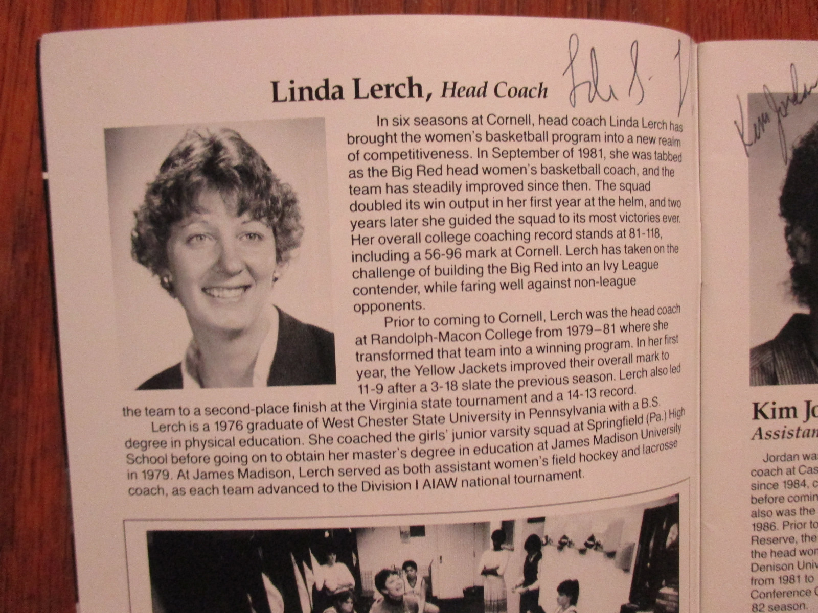1987 Cornell Womens Basketball Guide(Sign-LINDA LERCH/KIM JORDAN/PATTI ...