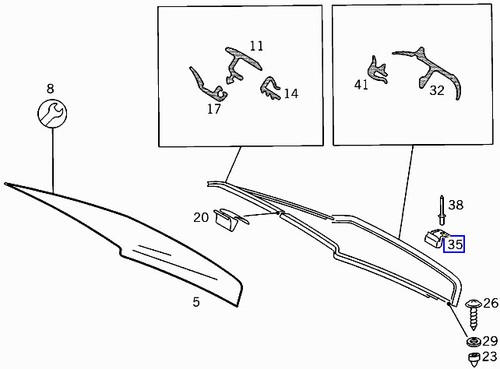 Mercedes W124 Rear Screen Trim Cover Clip Clamp Bracket A0059886278 New ...