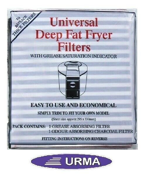 URMA Universal Deep Fat Fryer Filters Pack 1x Grease + 1x Odour Filters ...