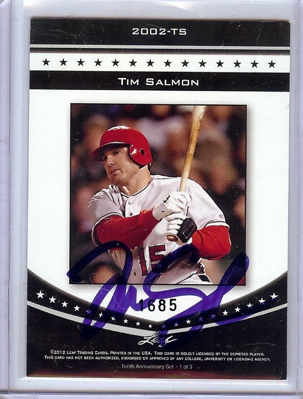 Tim Salmon Signed Autographed Trading Card 2012 Leaf Limited Edition GA ...