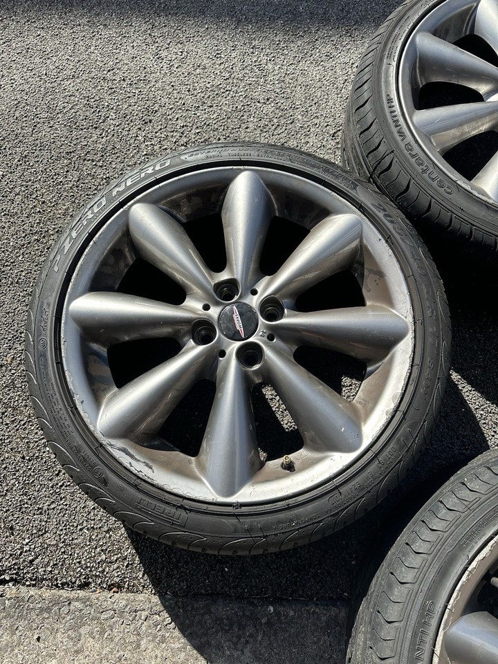Mini Cooper S 17” Alloy Wheels With Tyres Black R53 R56 4x100 205/45/17 ...