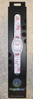 NEW Disney Parks Magic Band Plus + Minnie Mouse Bow White Red Polka-Dot ...