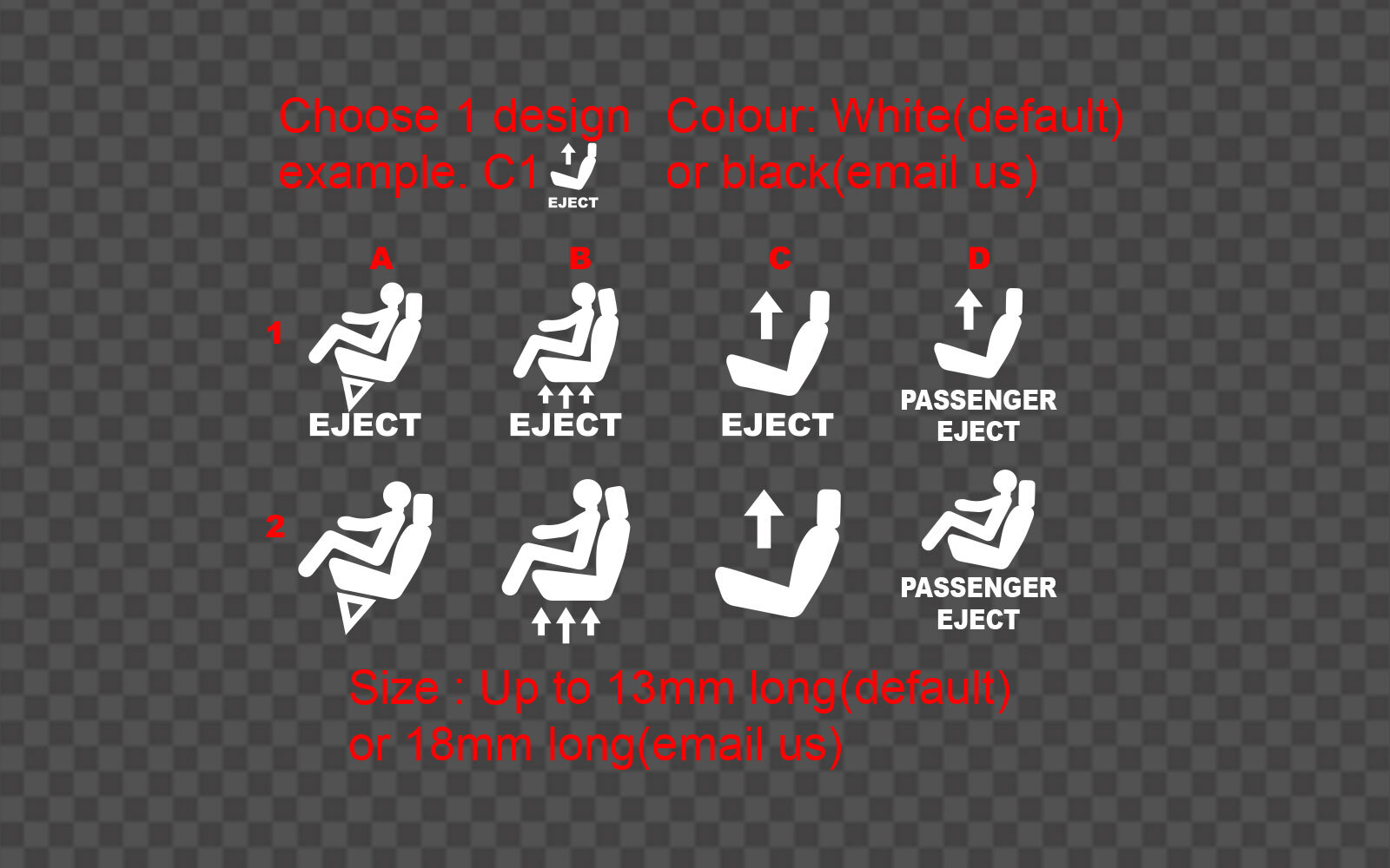 Passenger Eject Car Blank Dummy Button Decal Sticker Dashboard Funny ...