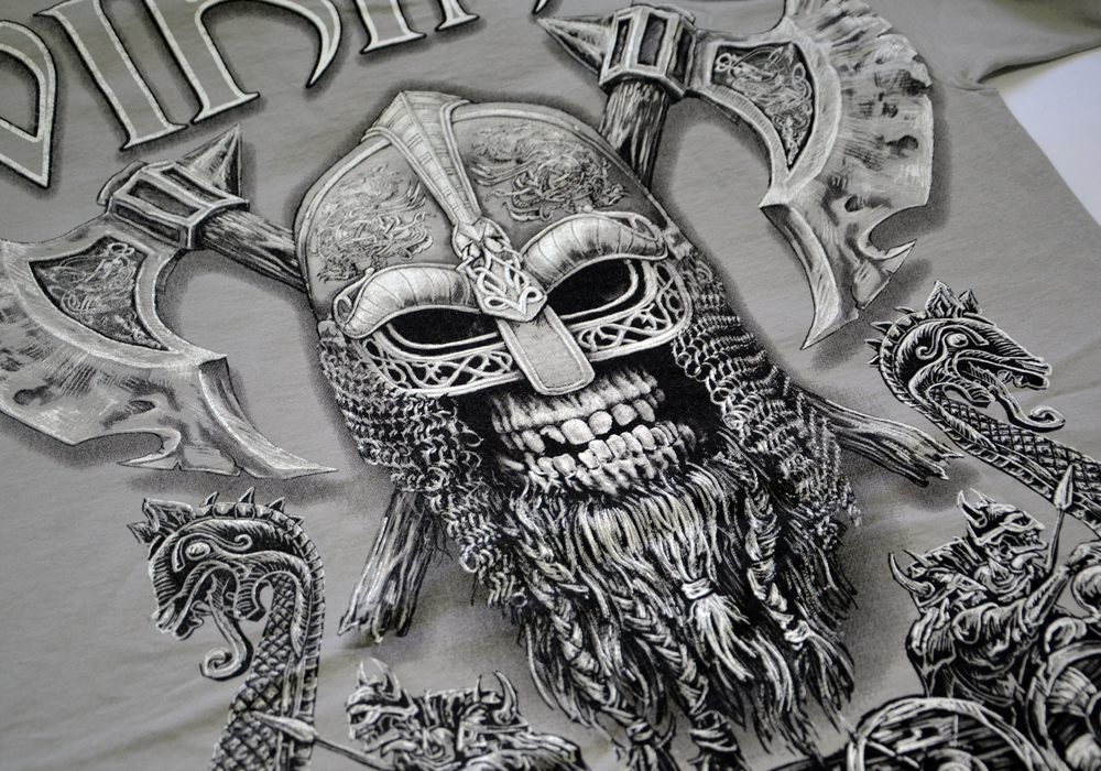 T-Shirt Valhalla Skull Wikinger Drakar Viking Warrior Odin Thor Wiking ...