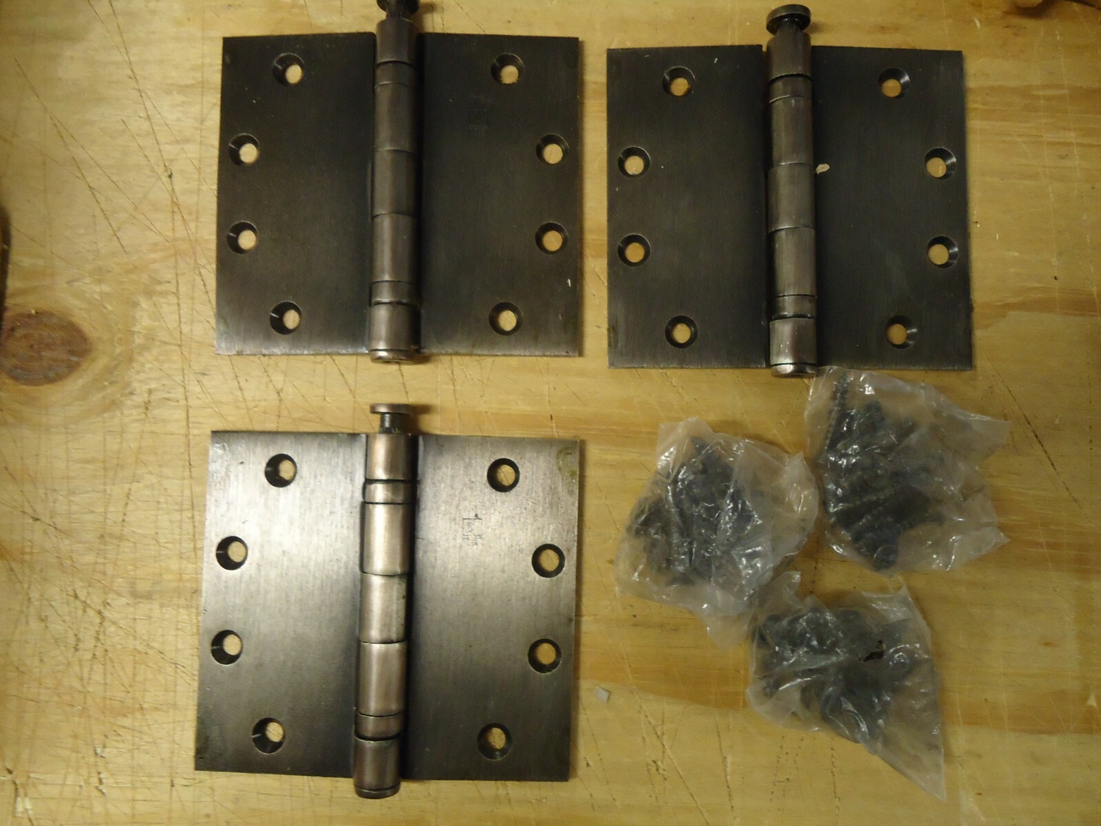 HAGER BB 1279 4.5" X 5" FULL MORTISE HINGE 3-pack Oiled Bronze New Old ...
