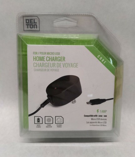 Delton Micro USB Home Charger Core 1AMP Rapid Charge W/Foldable Prongs ...