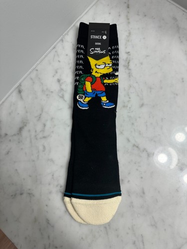 MENS STANCE THE SIMPSONS BART CASUAL BLACK CREW SOCKS SIZE L (9/13) | eBay