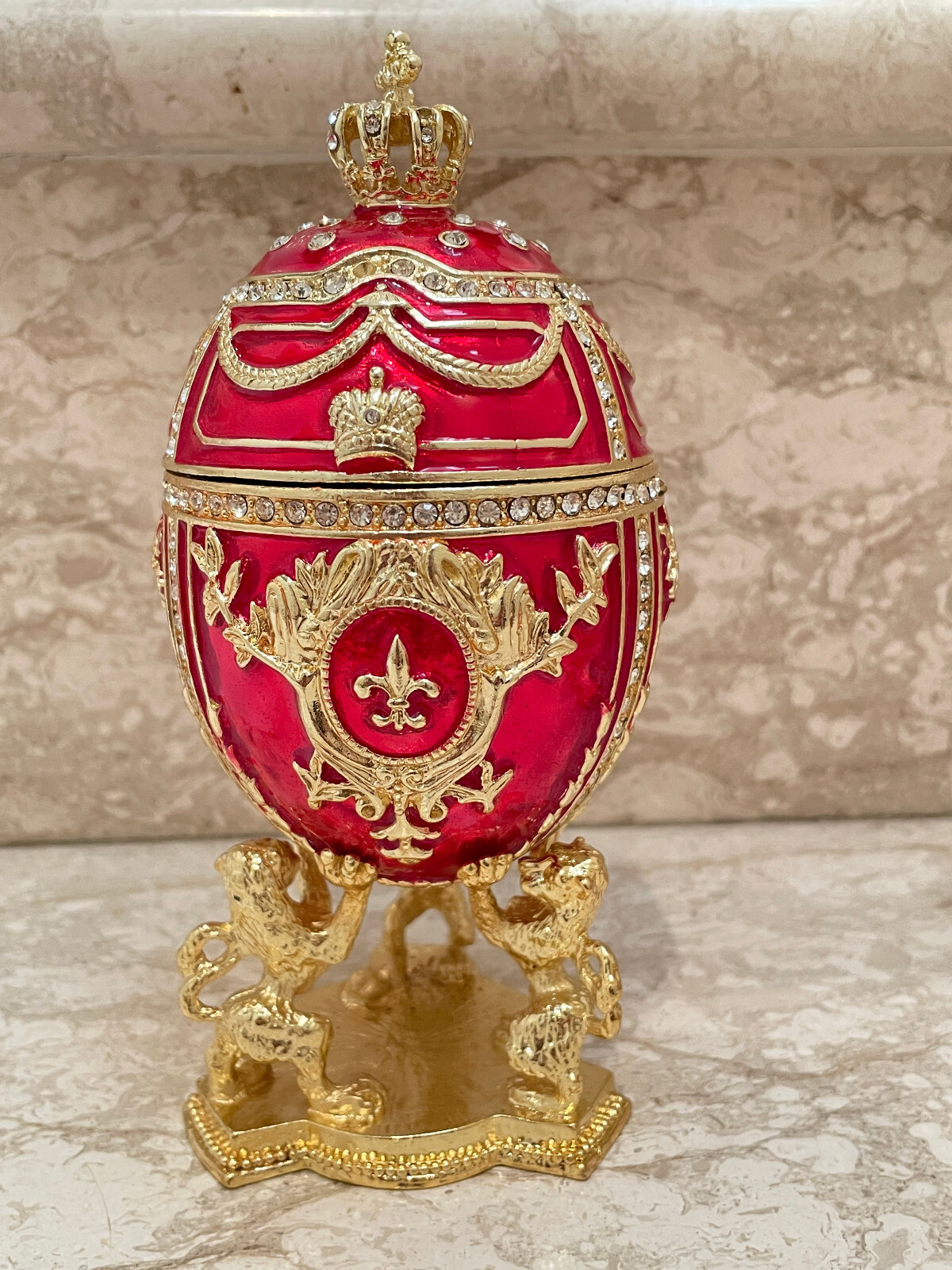 Stunning Faberge Red Enamel Egg PLUS Faberge Silver Pendant Red gift ...