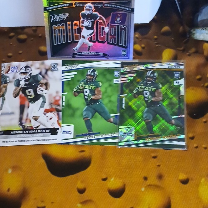 Panini Leaf Kenneth Walker III Rookie NFL Cards Seahawks Spartans 4 Lot ...